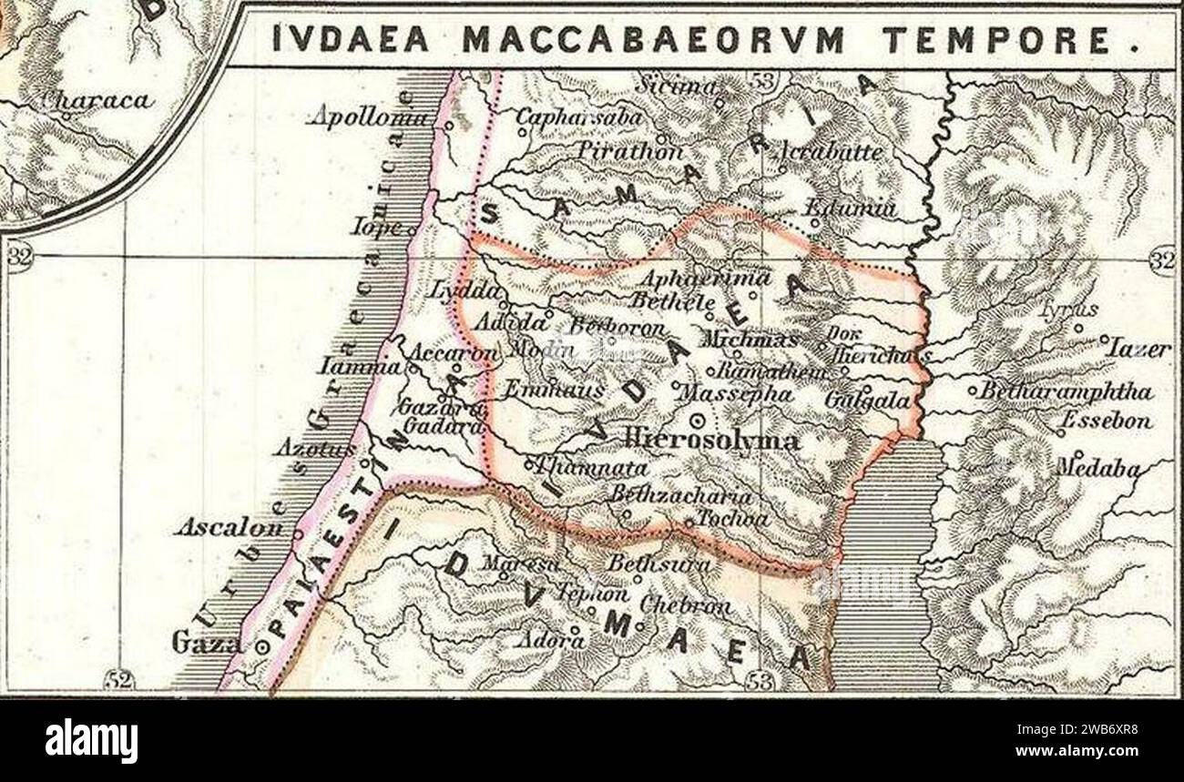 1865 Spruner Map of the Holy Land - Iudeae Maccabaeorum crop Stock ...