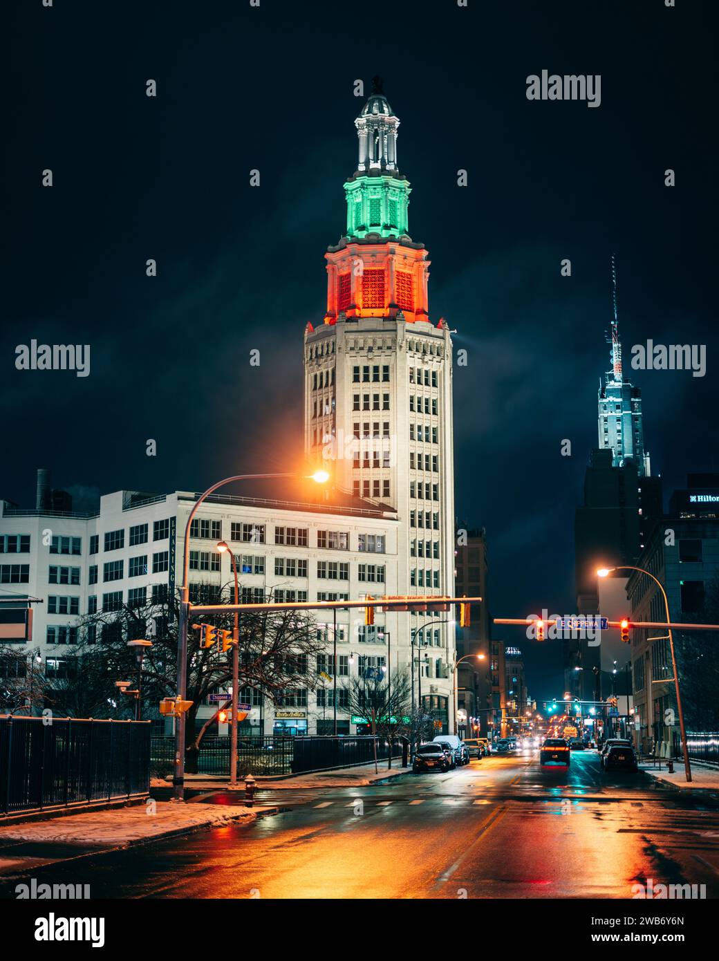 The Electric Tower at night in Buffalo, New York Stock Photo - Alamy