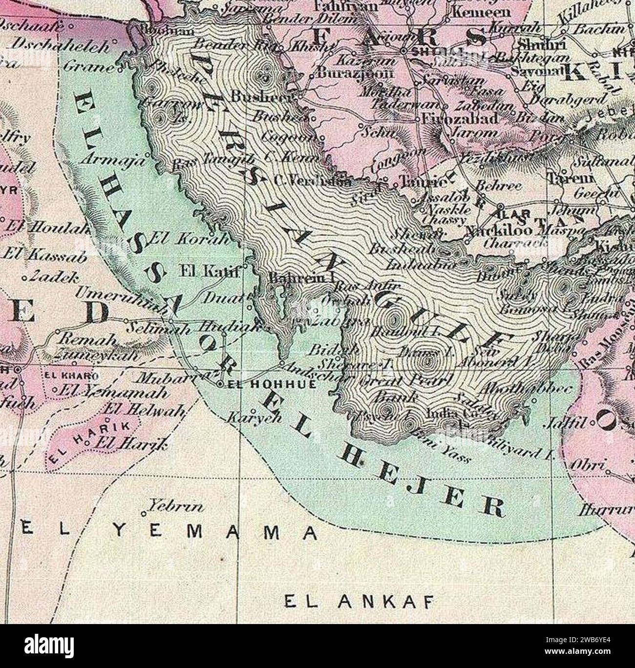 1870 Johnson Map of Turkey, Persia, Arabia, Balochistan (cropped-El ...