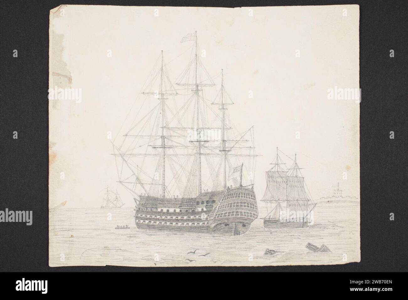 -A line of battle ships and a merchant brig alongside- (48752402998 ...