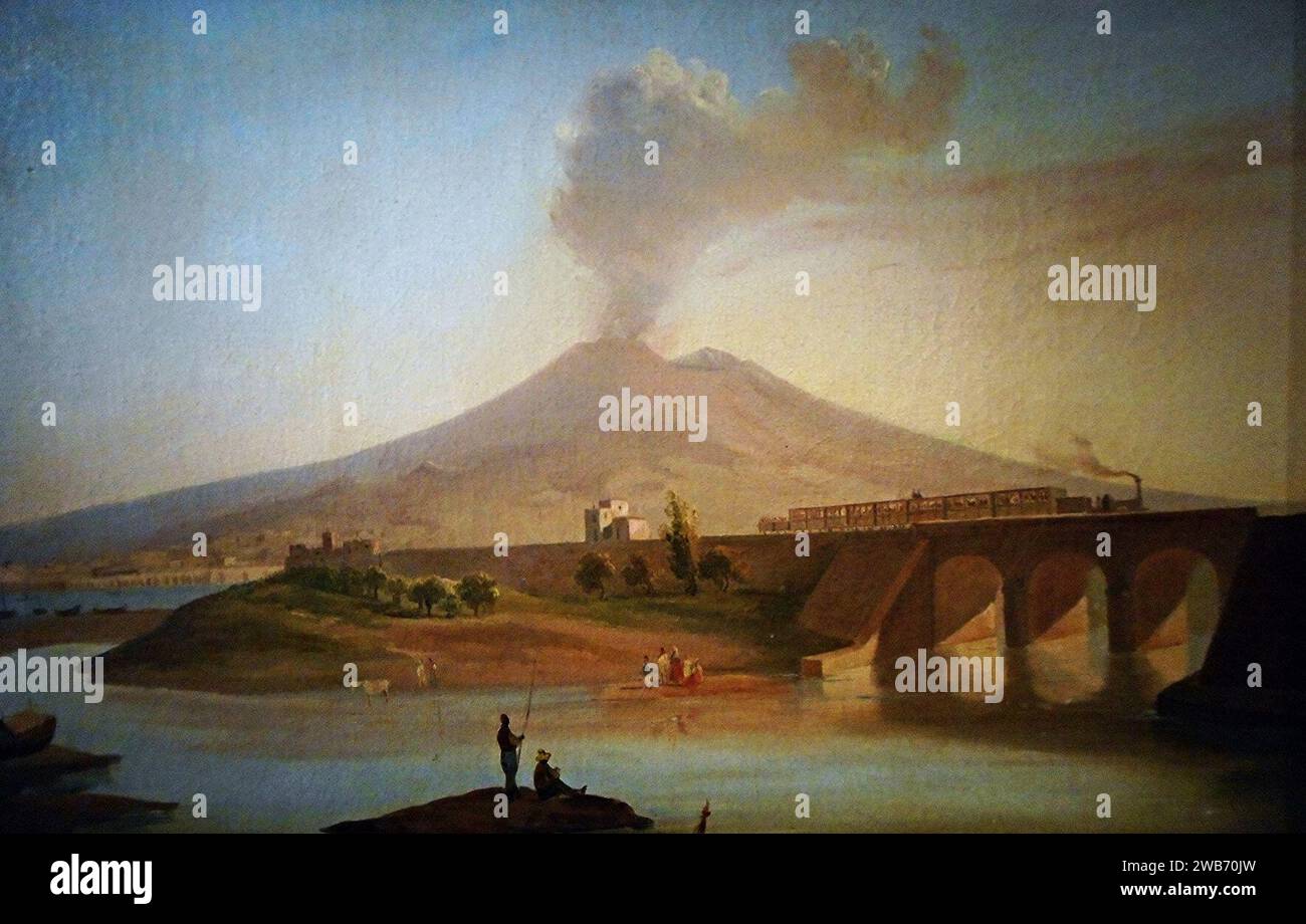 ''A section of the Torre Annunziata-Nocera railway, with Vesuvius ...