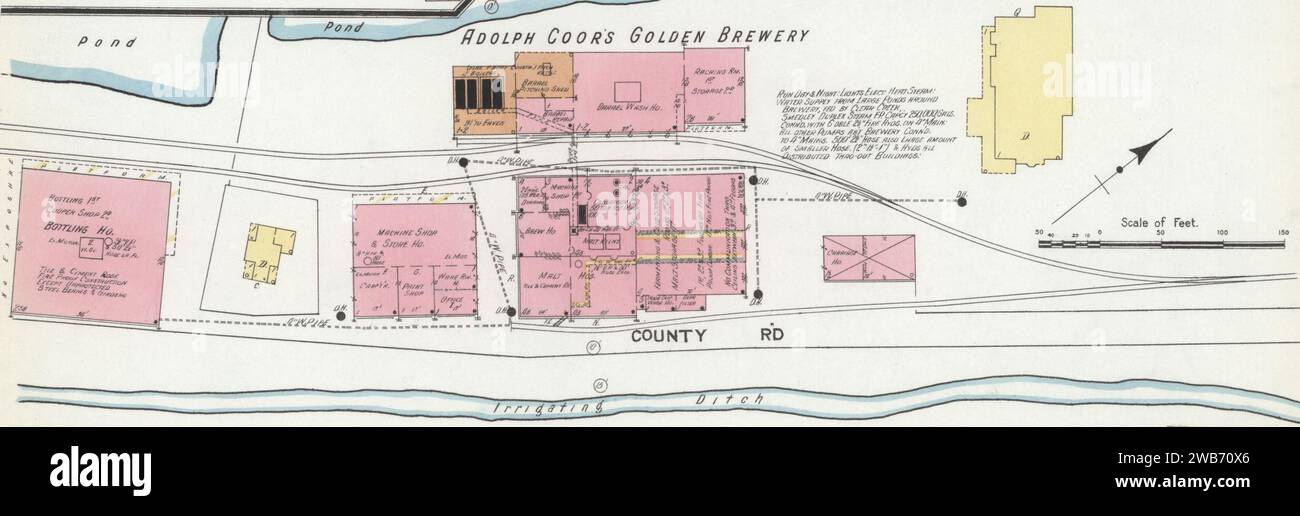 ''ADOLF COORS GOLDEN BREWERY'' June 1911 map detail, Sanborn Fire ...