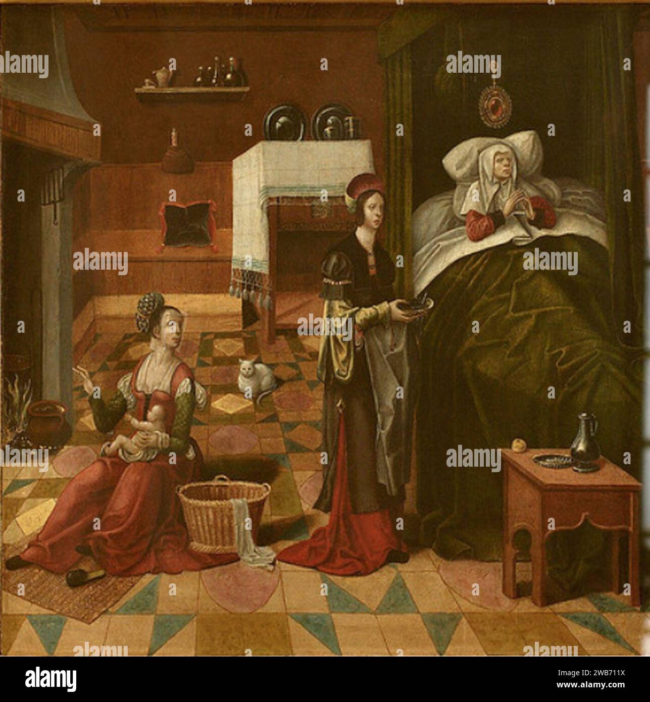 Adriaen van Overbeke - Birth of St. Anne - Petrikirche altarpiece Stock ...