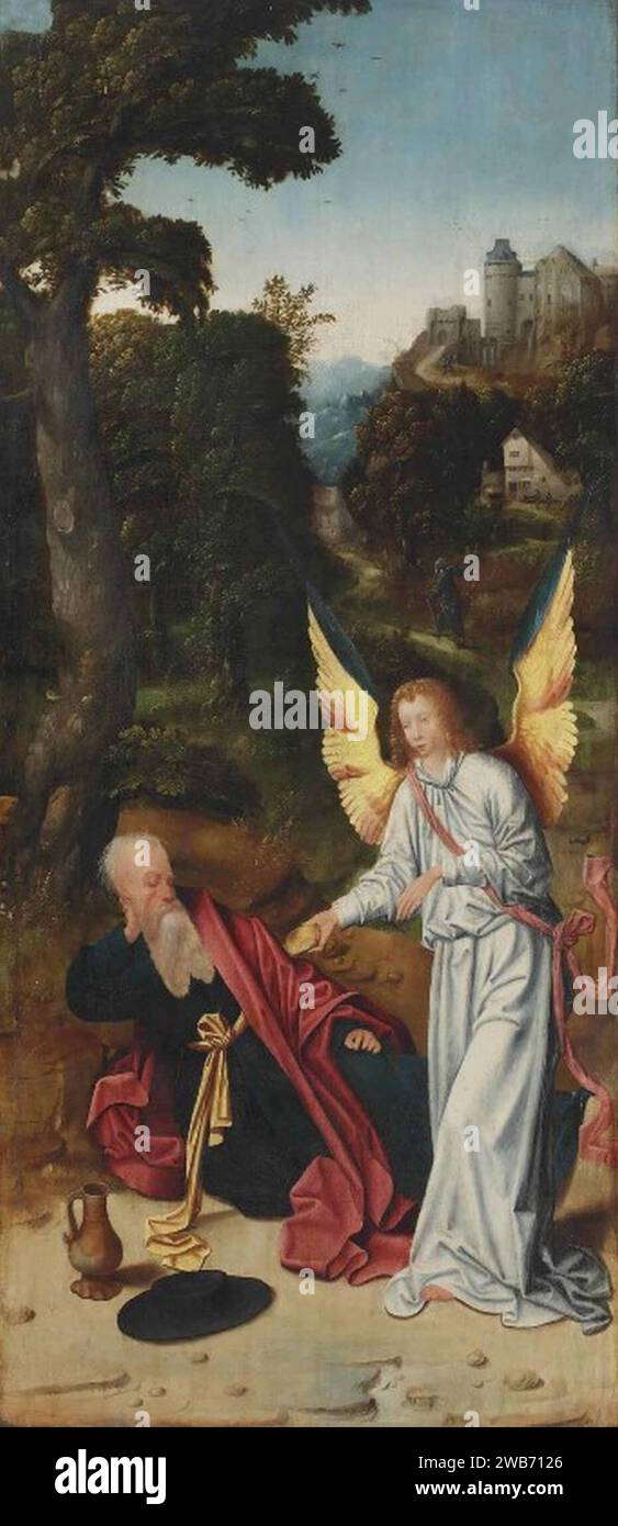 Adriaen van Overbeke - Elijah Fed by the Angel in the Desert Stock ...