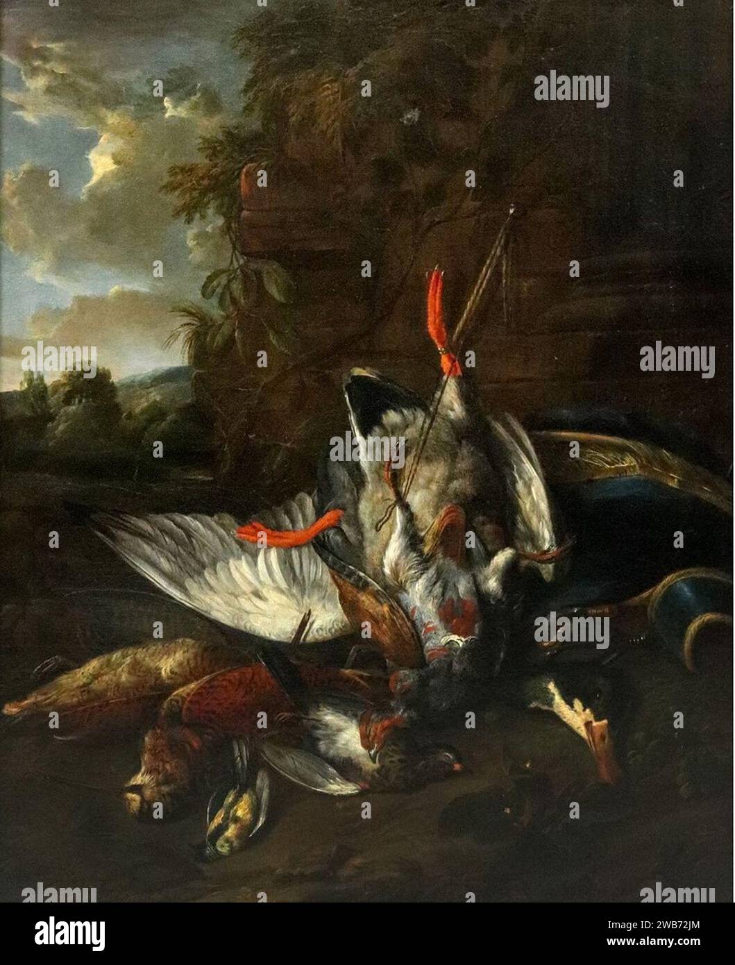Bernaert de Bridt - Hunting still life of hung duck and other game ...