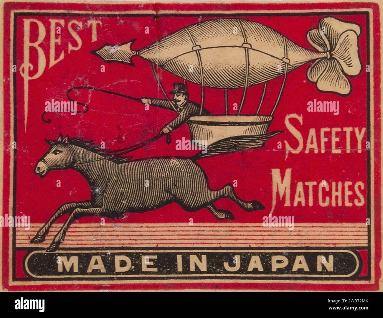''Best Safety Matches'' ''Made in Japan'' horse pulling airship ...