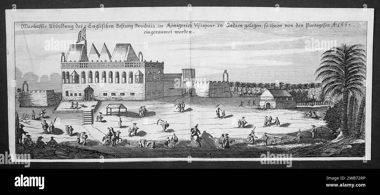 ''Bombaia, in the realm of Visiapour'' a view from 1703 Stock Photo - Alamy