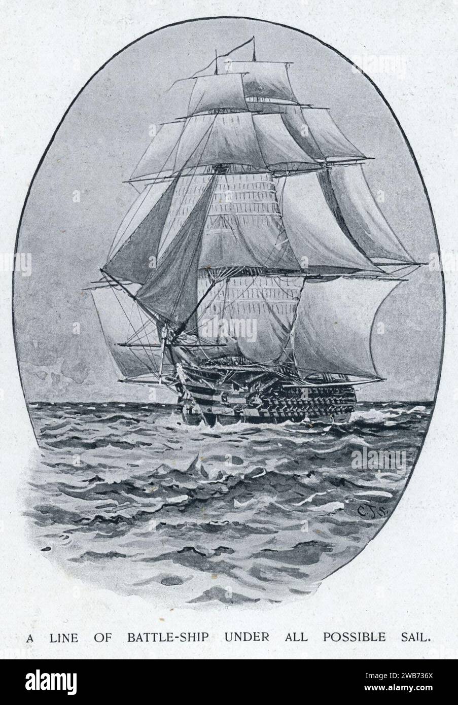 C. J. Staniland Battleship under full sail Stock Photo - Alamy