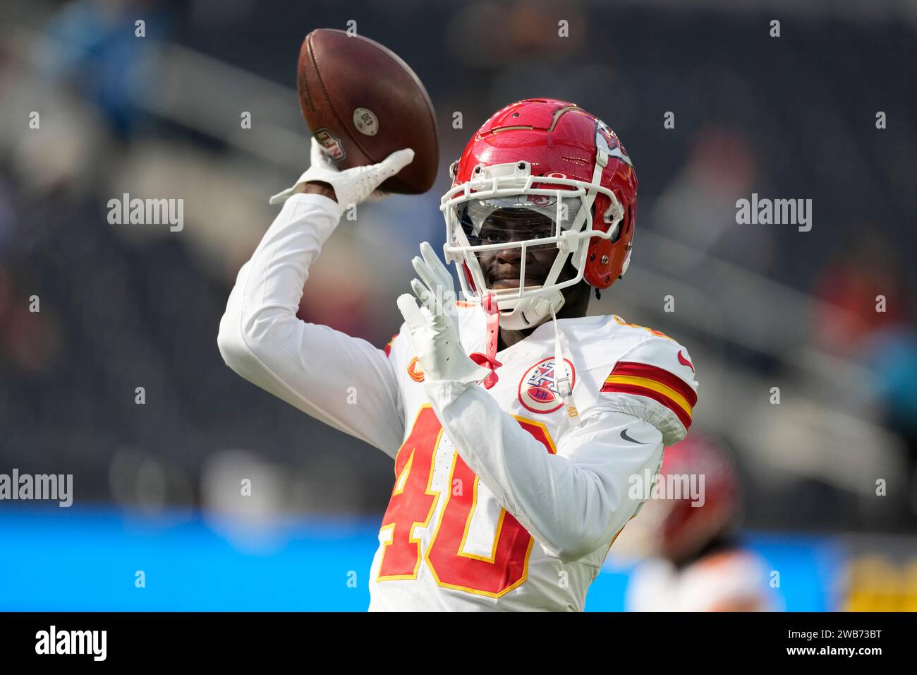 Kansas City Chiefs cornerback Ekow Boye-Doe (40) warms up before an NFL ...