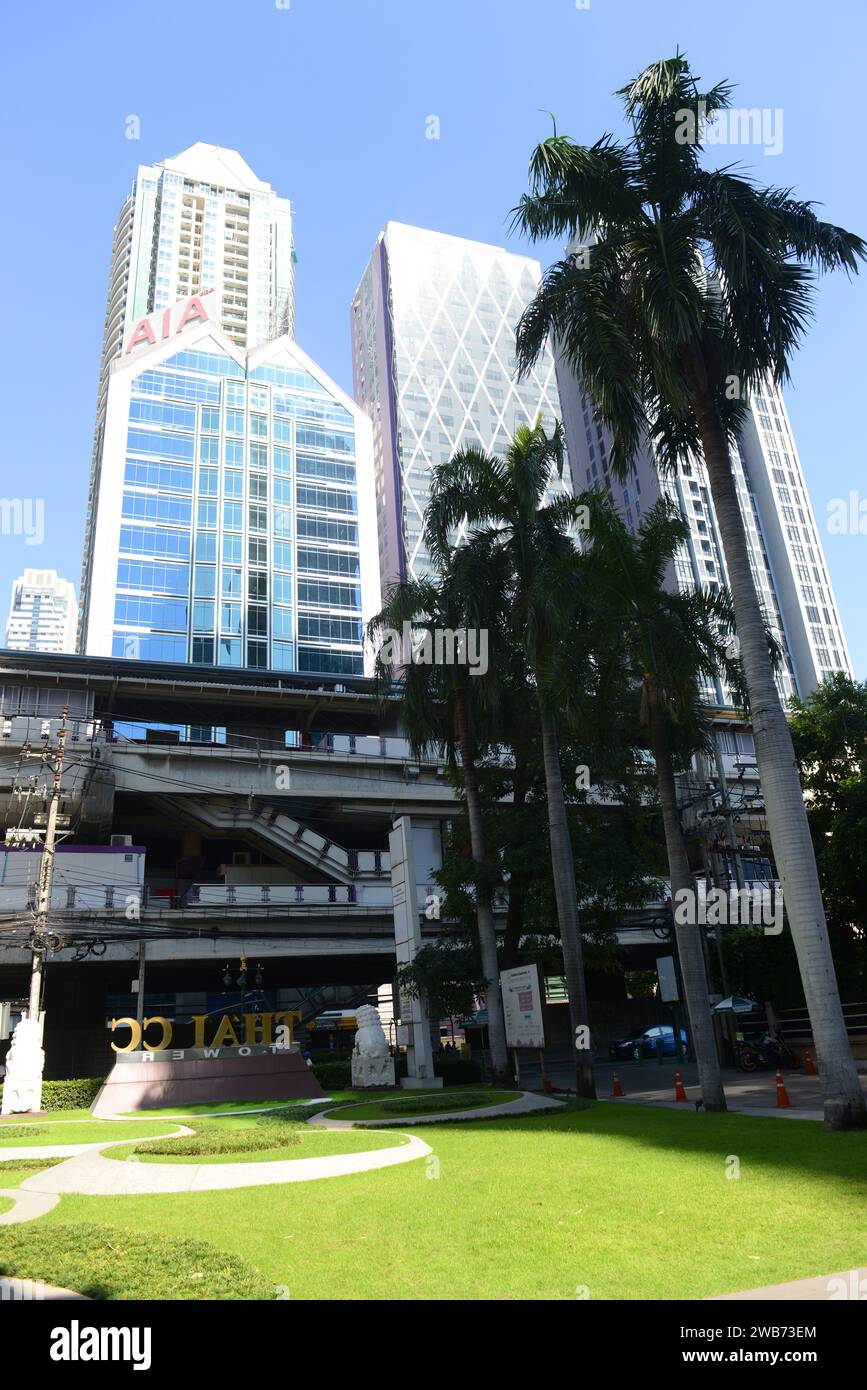 Modern office buildings along Sathon Rd. in Bangkok, Thailand Stock ...