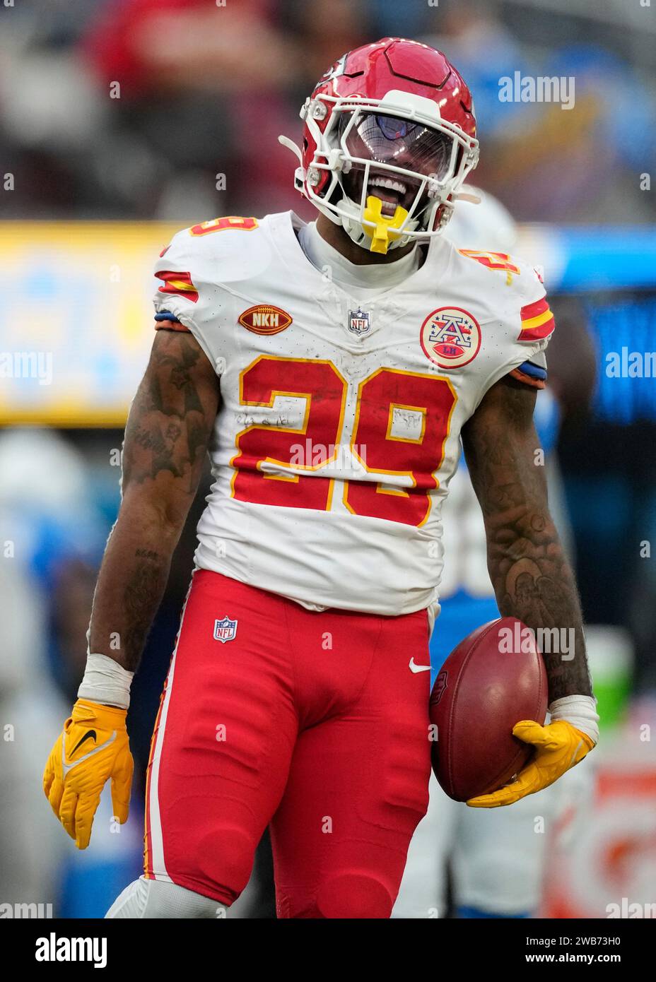 Kansas City Chiefs running back La'Mical Perine (29) celebrates after ...