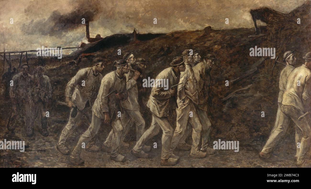 Constantin Meunier - Return of the Miners Stock Photo - Alamy