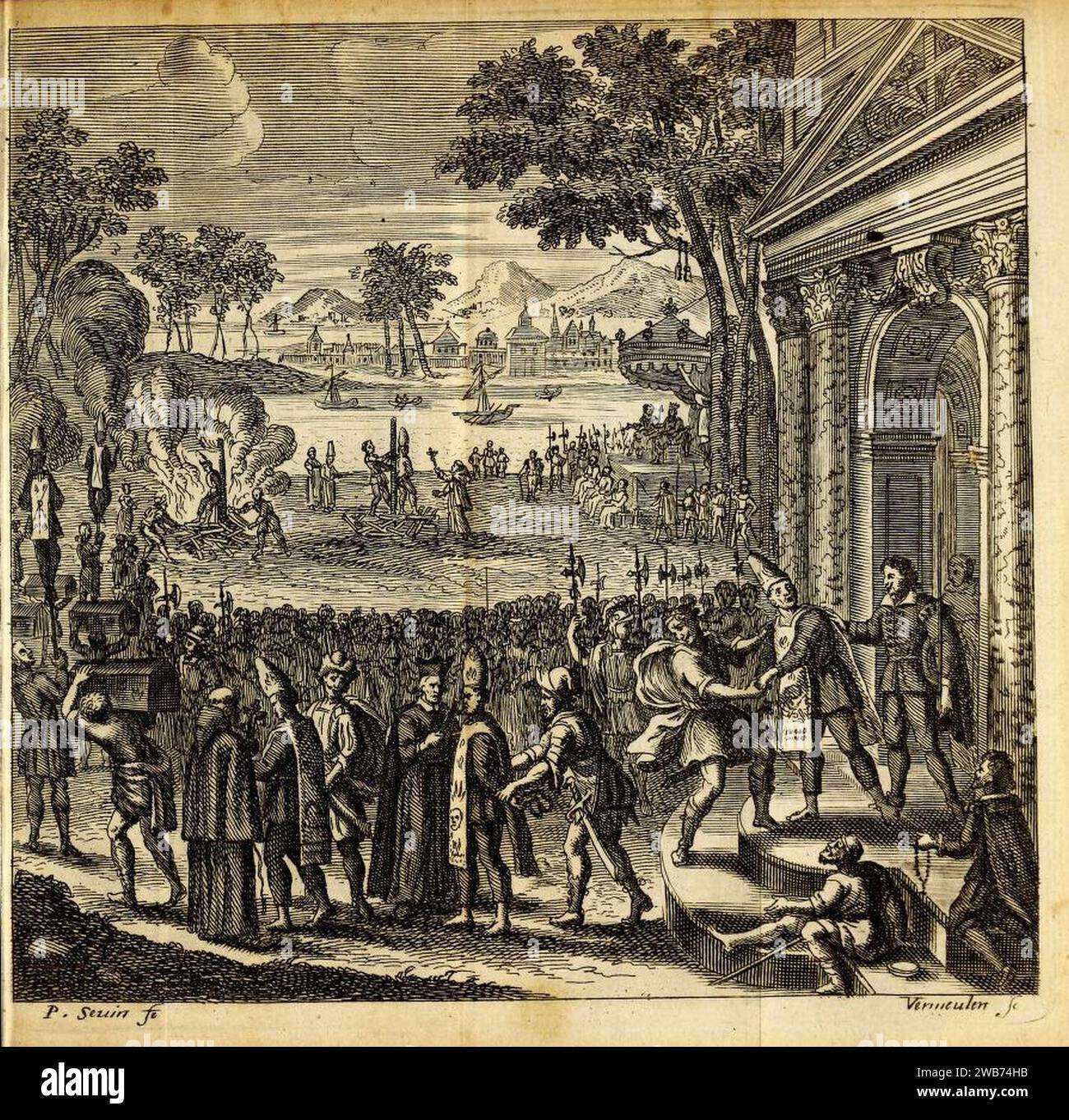 Cornelis Martinus Vermeulen - Heretics burned at the stake by the ...