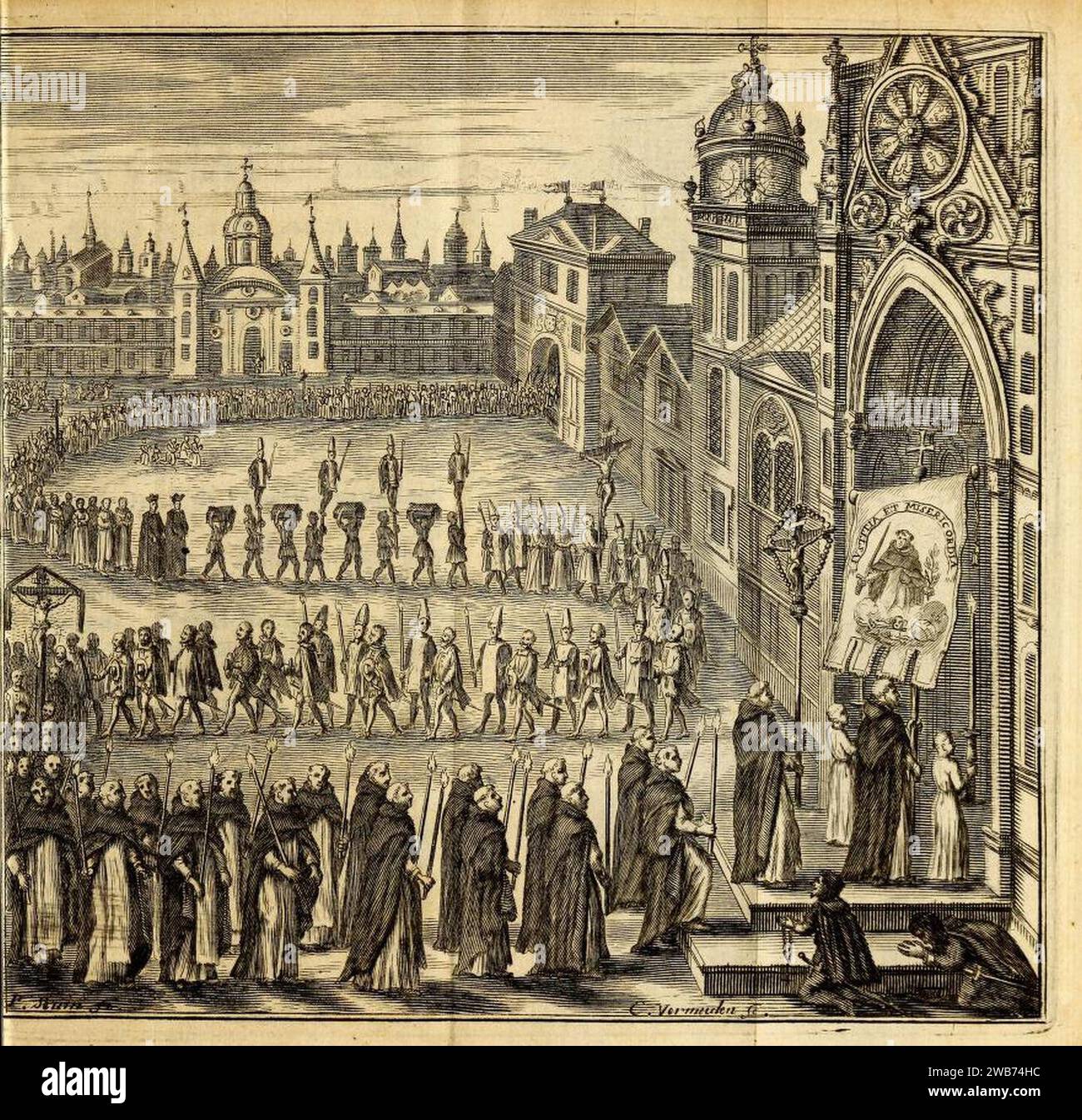 Cornelis Martinus Vermeulen - Procession of the Inquisition into a ...
