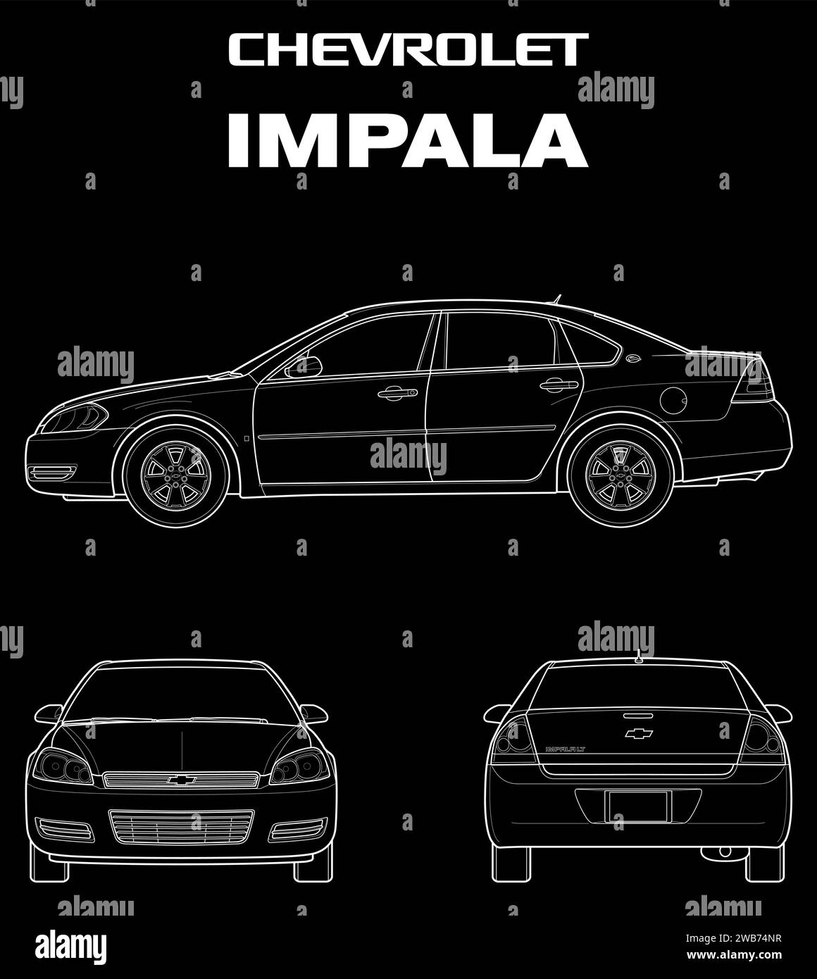 2005 Chevrolet Impala car blueprint Stock Vector Image & Art - Alamy