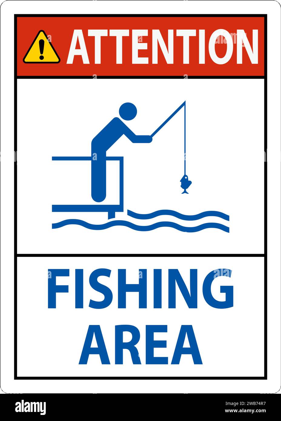 Water Safety Sign Attention - Fishing Area Stock Vector Image & Art - Alamy