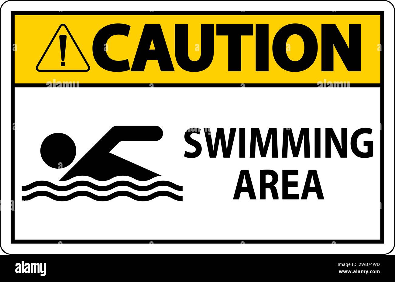 Water Safety Sign Caution - Swimming Area Stock Vector Image & Art - Alamy