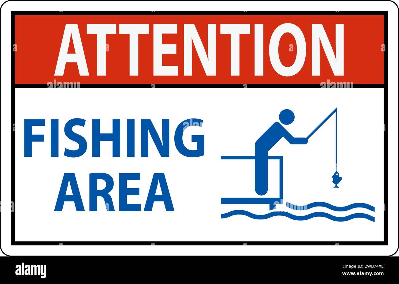 Water Safety Sign Attention - Fishing Area Stock Vector Image & Art - Alamy