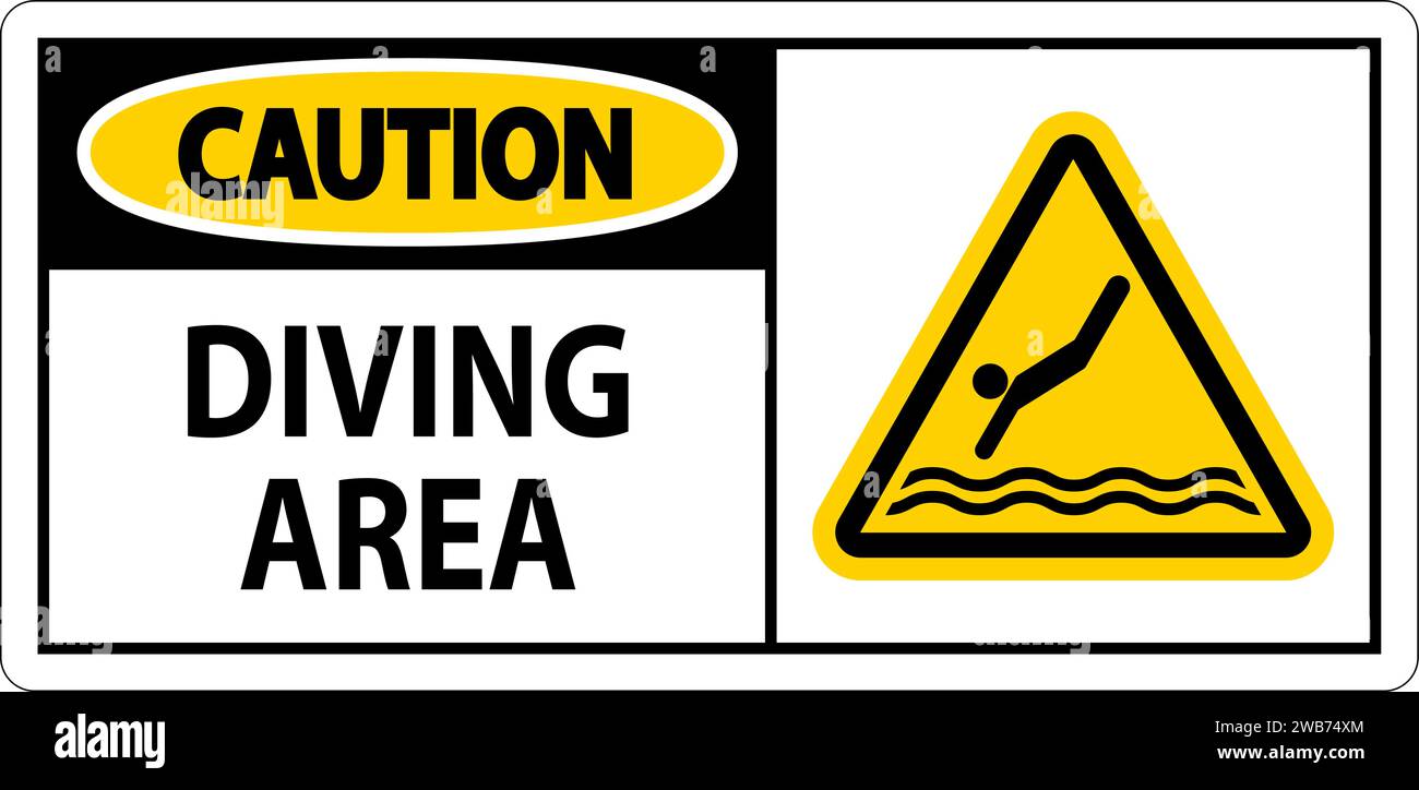 Water Safety Sign Caution - Diving Area Stock Vector Image & Art - Alamy