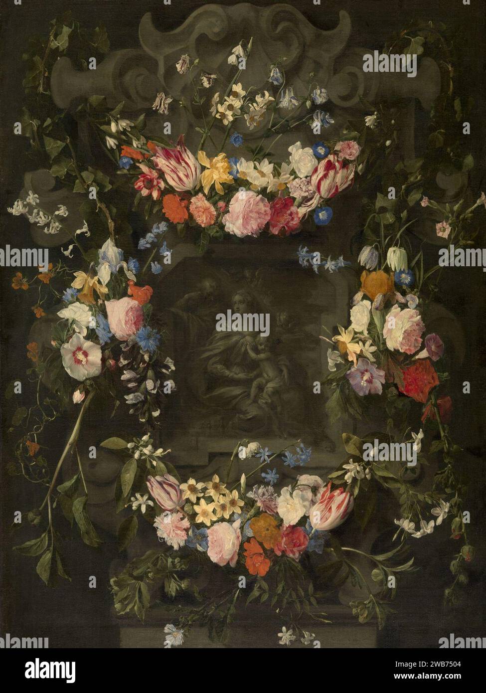 Daniel Seghers and Jacob Denys - The Holy Family in a flower garland ...
