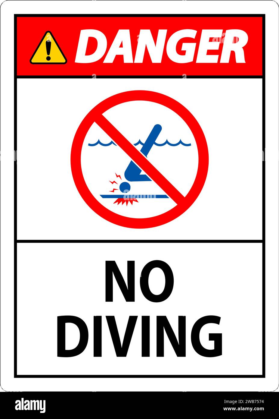 Pool Safety Sign Danger, No Diving Stock Vector Image & Art - Alamy