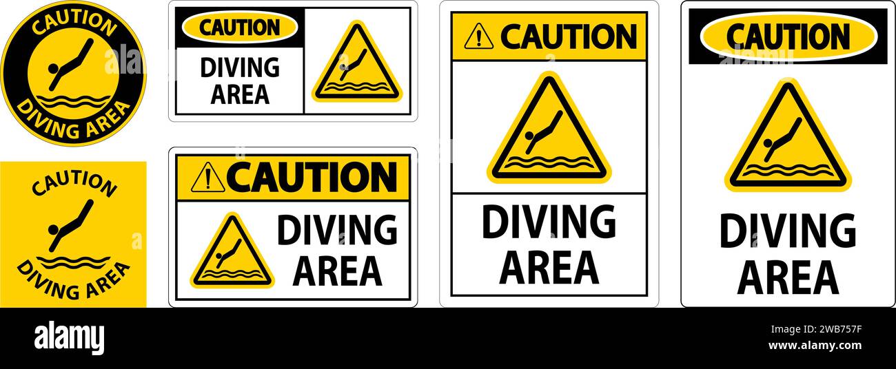 Water Safety Sign Caution - Diving Area Stock Vector Image & Art - Alamy