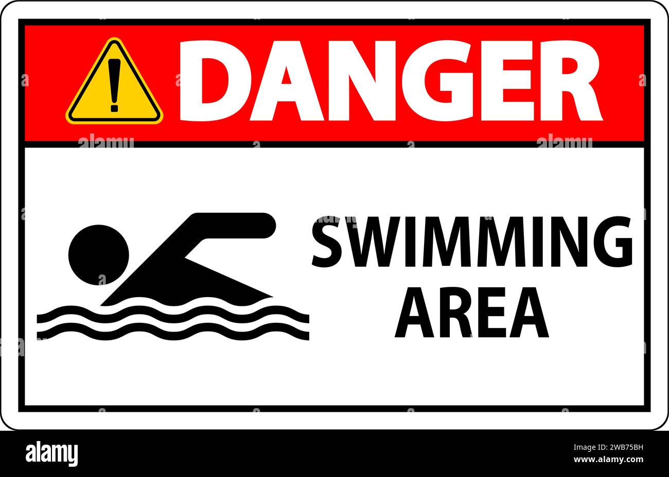 Water Safety Sign Danger - Swimming Area Stock Vector Image & Art - Alamy