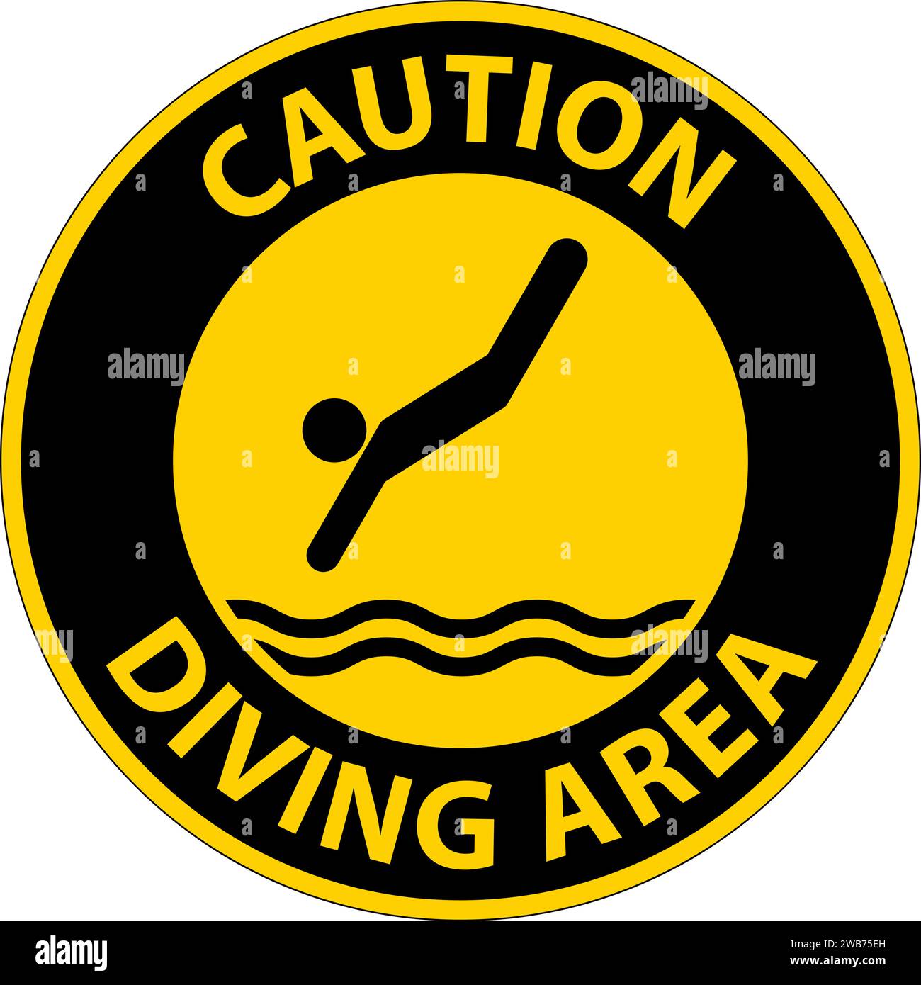 Water Safety Sign Caution - Diving Area Stock Vector Image & Art - Alamy