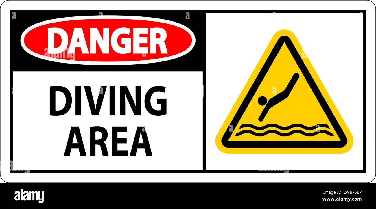 Water Safety Sign Danger - Diving Area Stock Vector Image & Art - Alamy