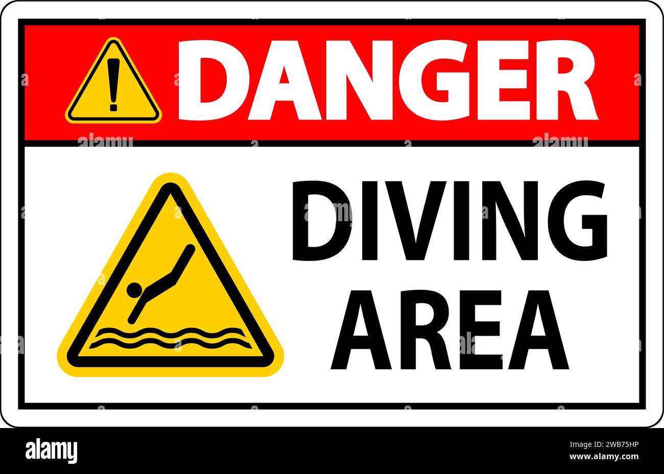 Water Safety Sign Danger - Diving Area Stock Vector Image & Art - Alamy