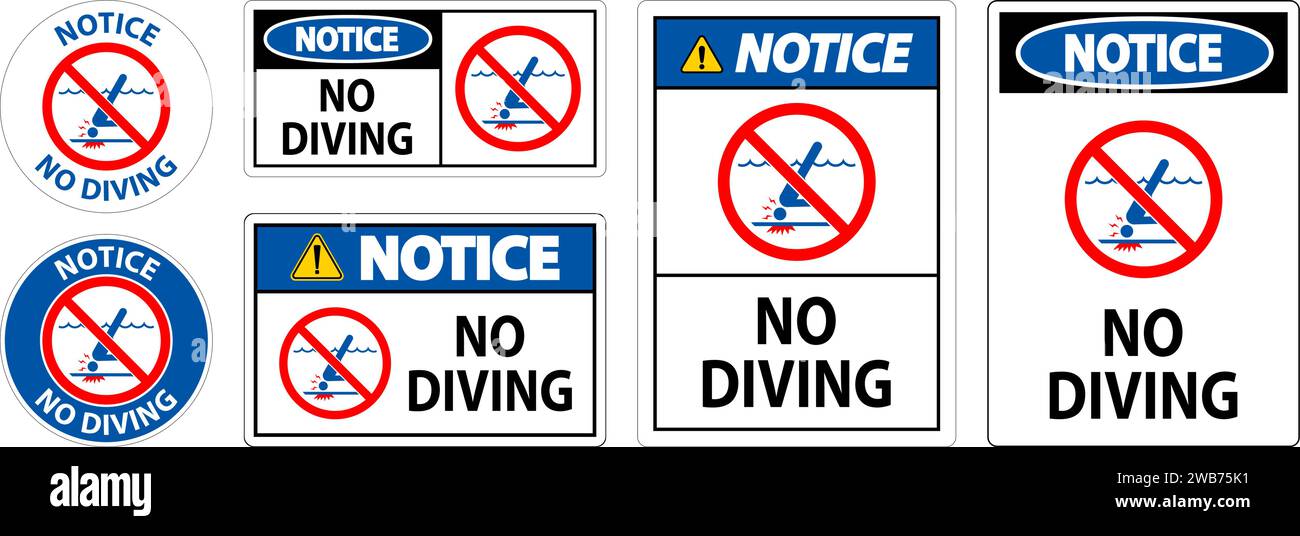 Pool Safety Sign Notice, No Diving Stock Vector Image & Art - Alamy