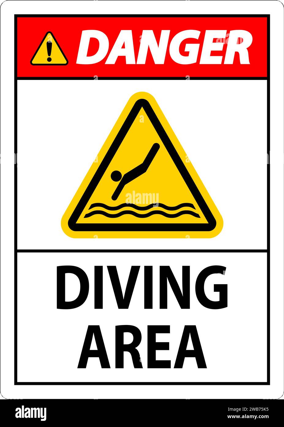 Water Safety Sign Danger - Diving Area Stock Vector Image & Art - Alamy