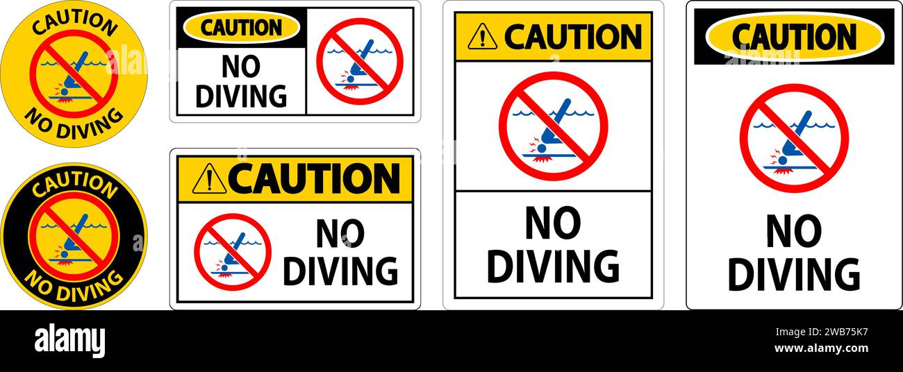 Red warning sign no diving Stock Vector Images - Alamy