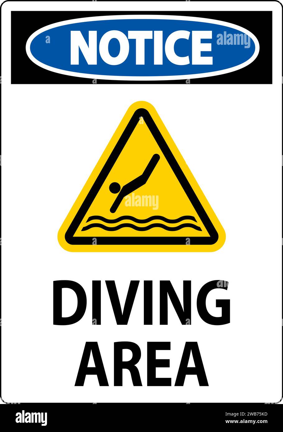 Yellow and black warning sign about deep water Stock Vector Images - Alamy