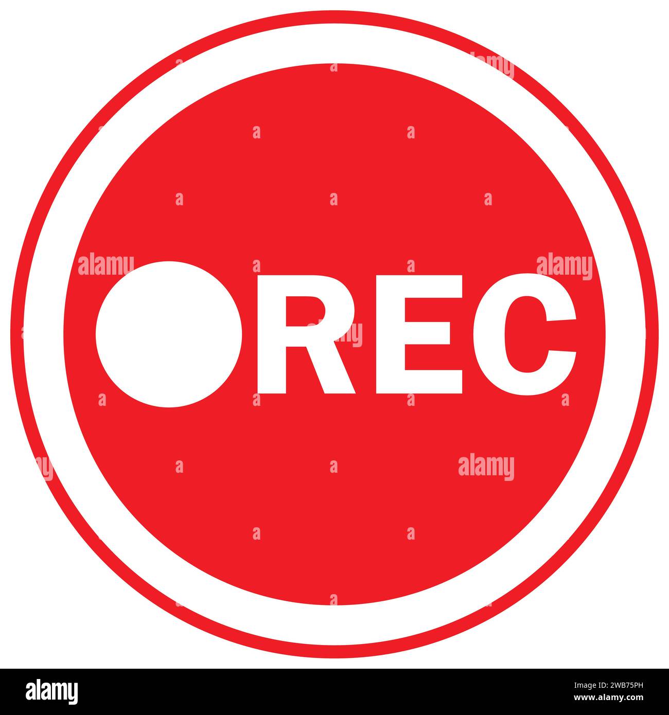Rec button icon. Video recording button concept. Red Rec button symbol ...
