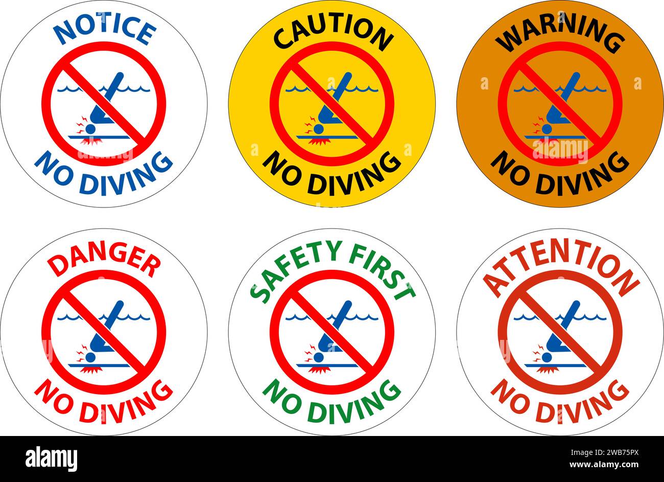 Pool Safety Sign Attention, No Diving Stock Vector Image & Art - Alamy