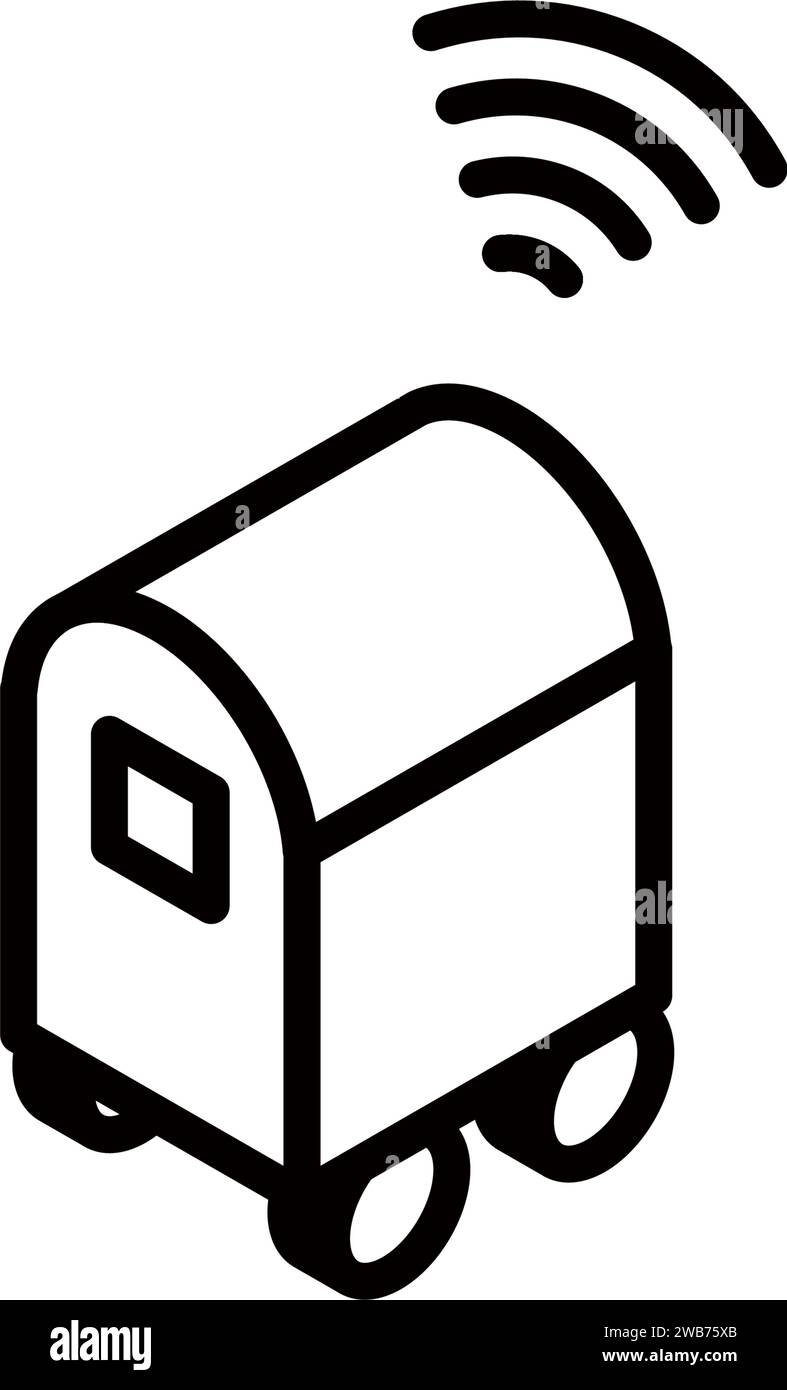 Simple isometric illustration of a delivery robot, transportation ...