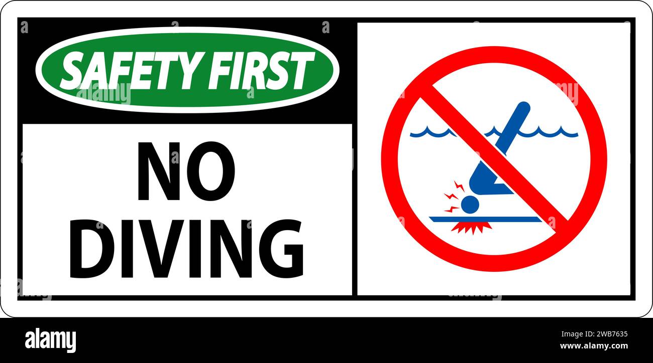 Pool Safety Sign Attention, No Diving Stock Vector Image & Art - Alamy