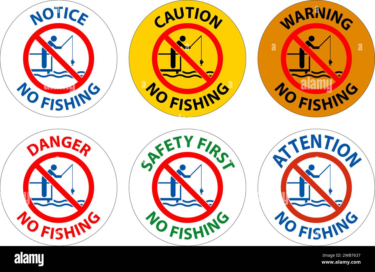 Water Safety Sign Attention, No Fishing Stock Vector Image & Art - Alamy