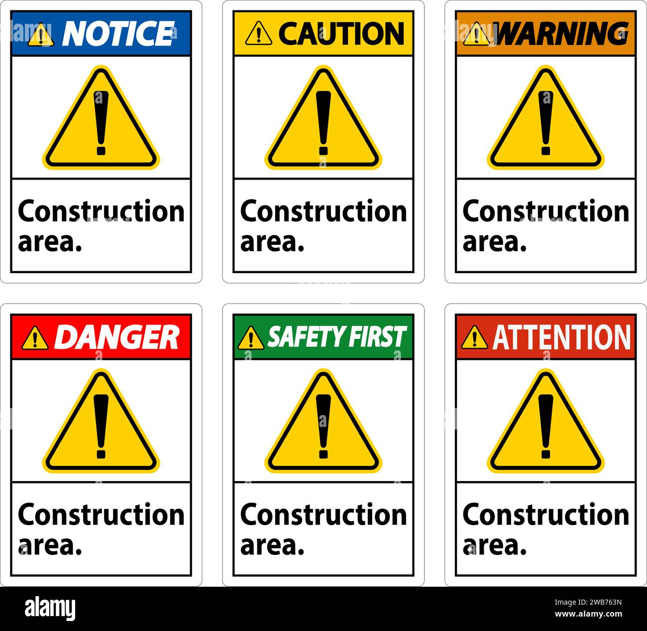 Danger Sign Construction Area Stock Vector Image & Art - Alamy