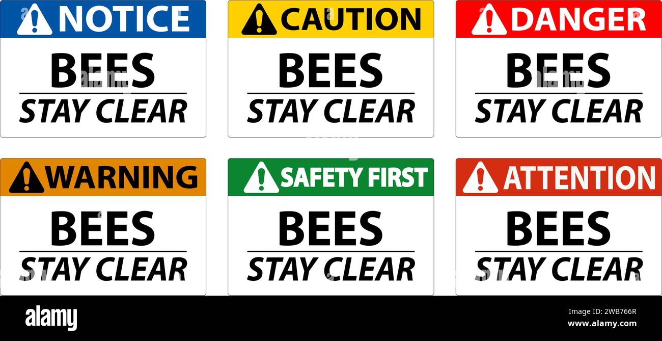 Caution Sign Bees - Stay Clear Stock Vector Image & Art - Alamy