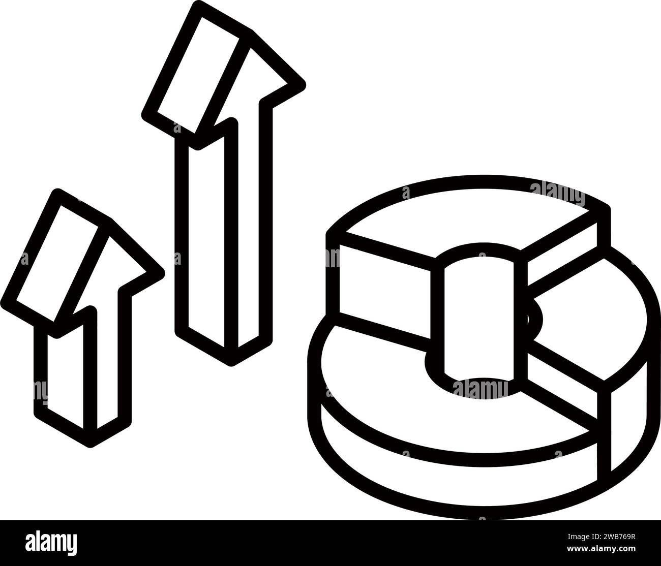 Simple isometric illustration of graphs and arrows, business images ...