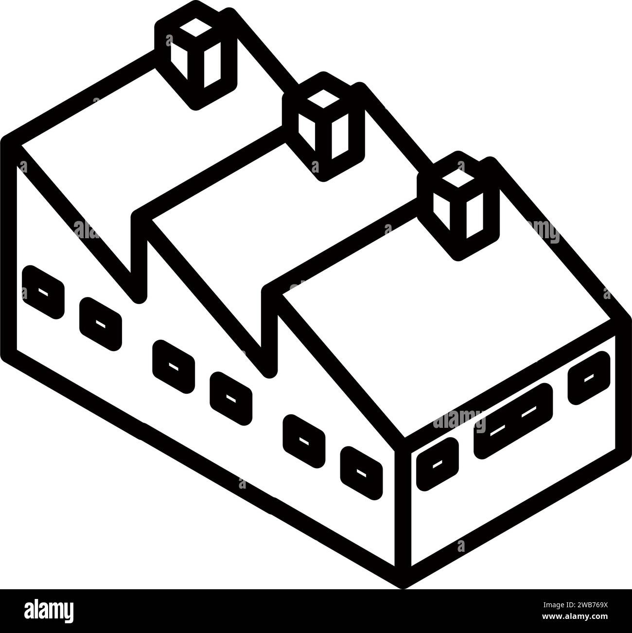 Simple isometric illustration of a factory, manufacturing, logistics ...