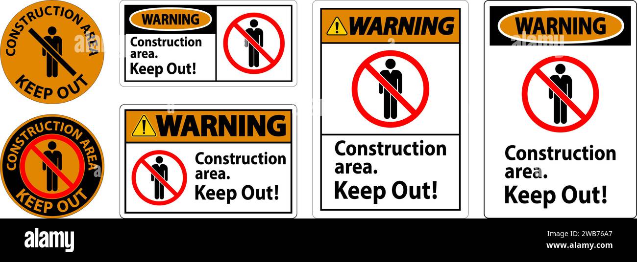 Warning Sign Construction Area - Keep Out Stock Vector Image & Art - Alamy