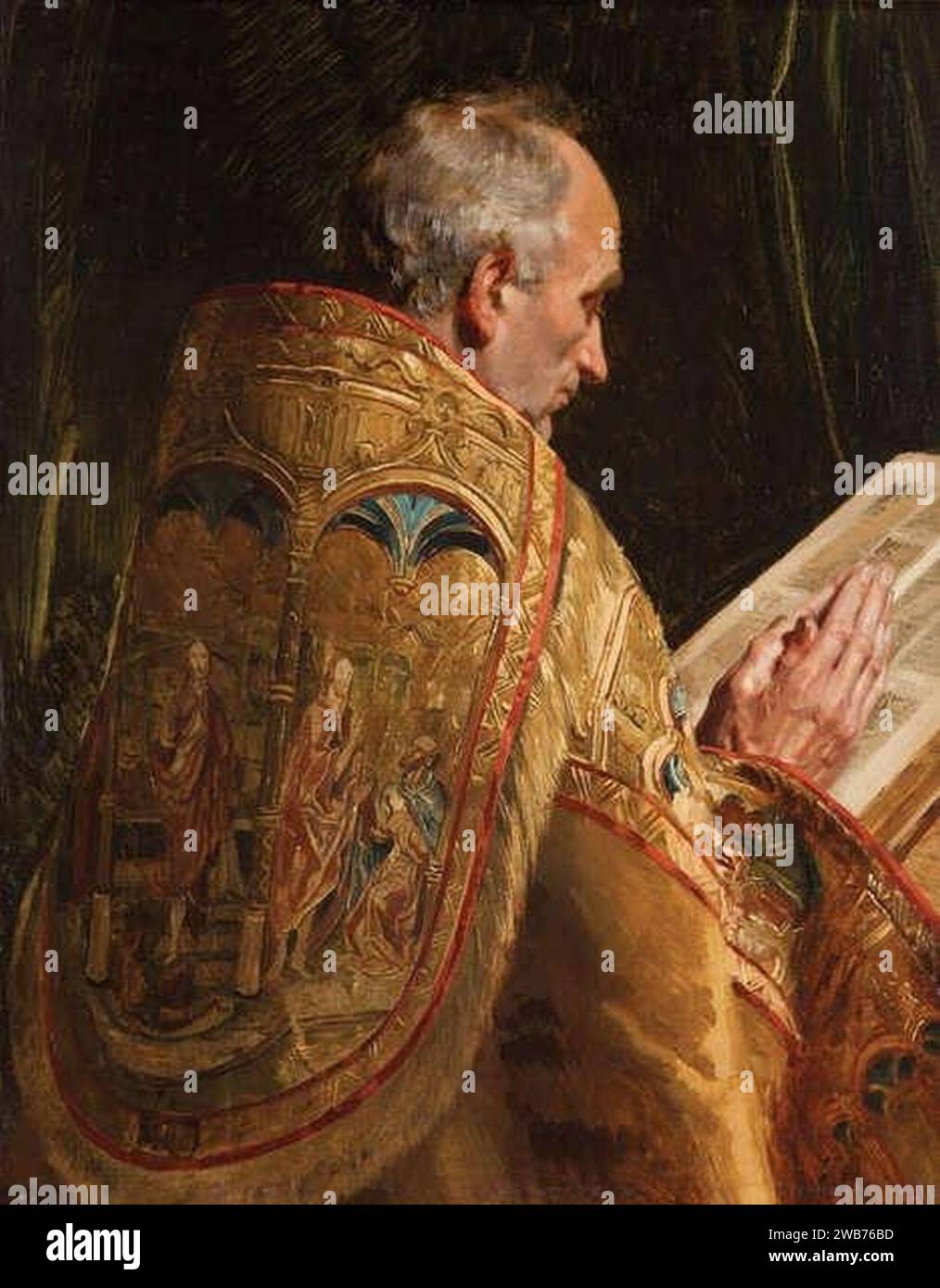 Emile Wauters - Praying cardinal Stock Photo - Alamy