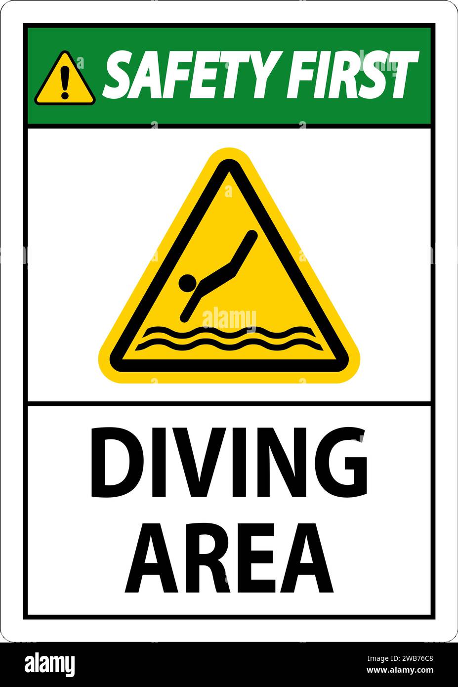 Water Safety Sign Danger - Diving Area Stock Vector Image & Art - Alamy
