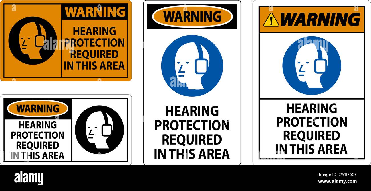 Warning Sign Hearing Protection Required In This Area Stock Vector ...