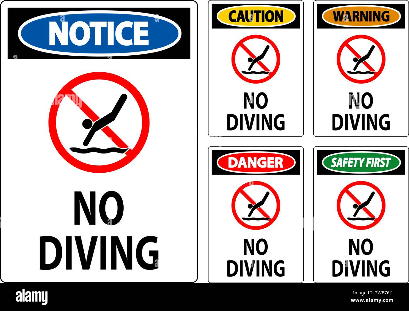 Swimming Pool Sign Attention No Diving Stock Vector Image & Art - Alamy