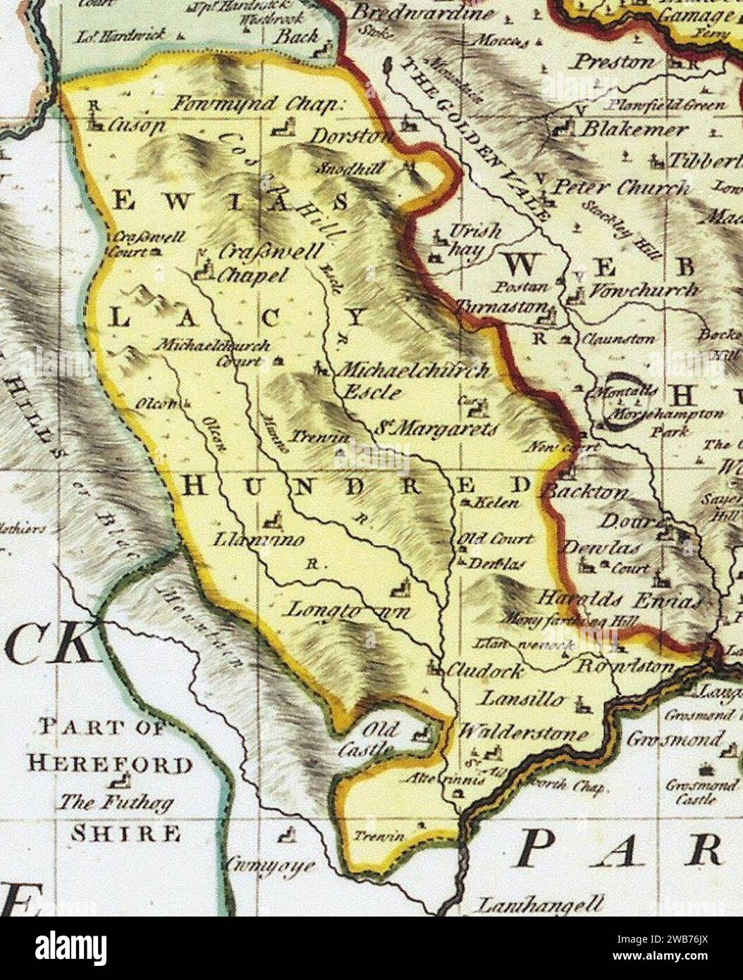 Ewias Lacy Hundred in An Accurate Map of Hereford Shire Divided into ...