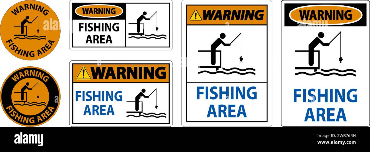 Water Safety Sign Warning -Fishing Area Stock Vector Image & Art - Alamy